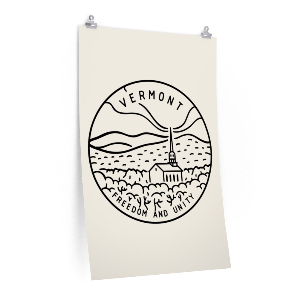 Vermont Poster State Design Vermont Print / Picture / Hand - Etsy