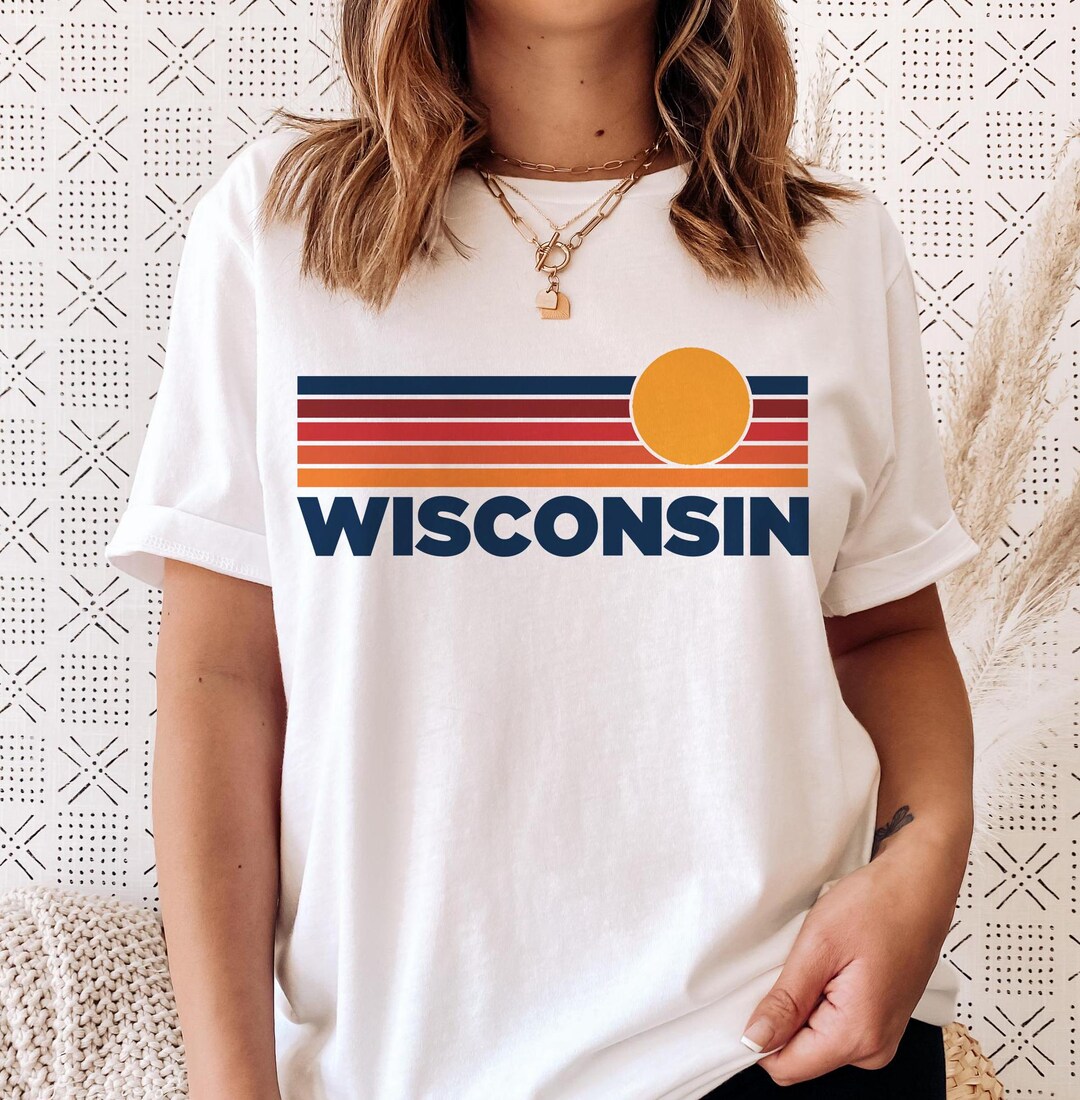 Wisconsin T-shirt Retro Sun Ombre Unisex Tee, Vintage Wisconsin Tee ...