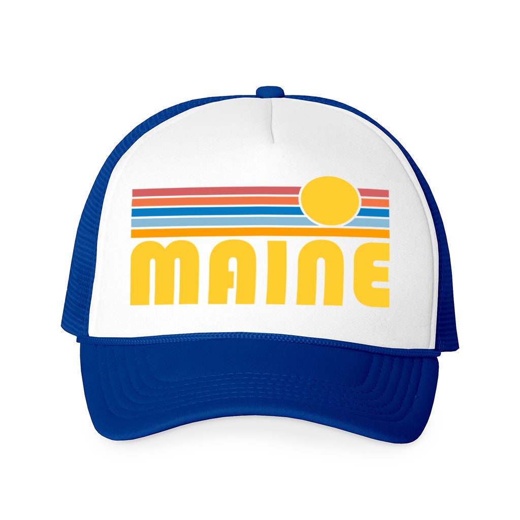 Maine Hat Retro Sunrise Foam Maine Trucker Cap - Etsy