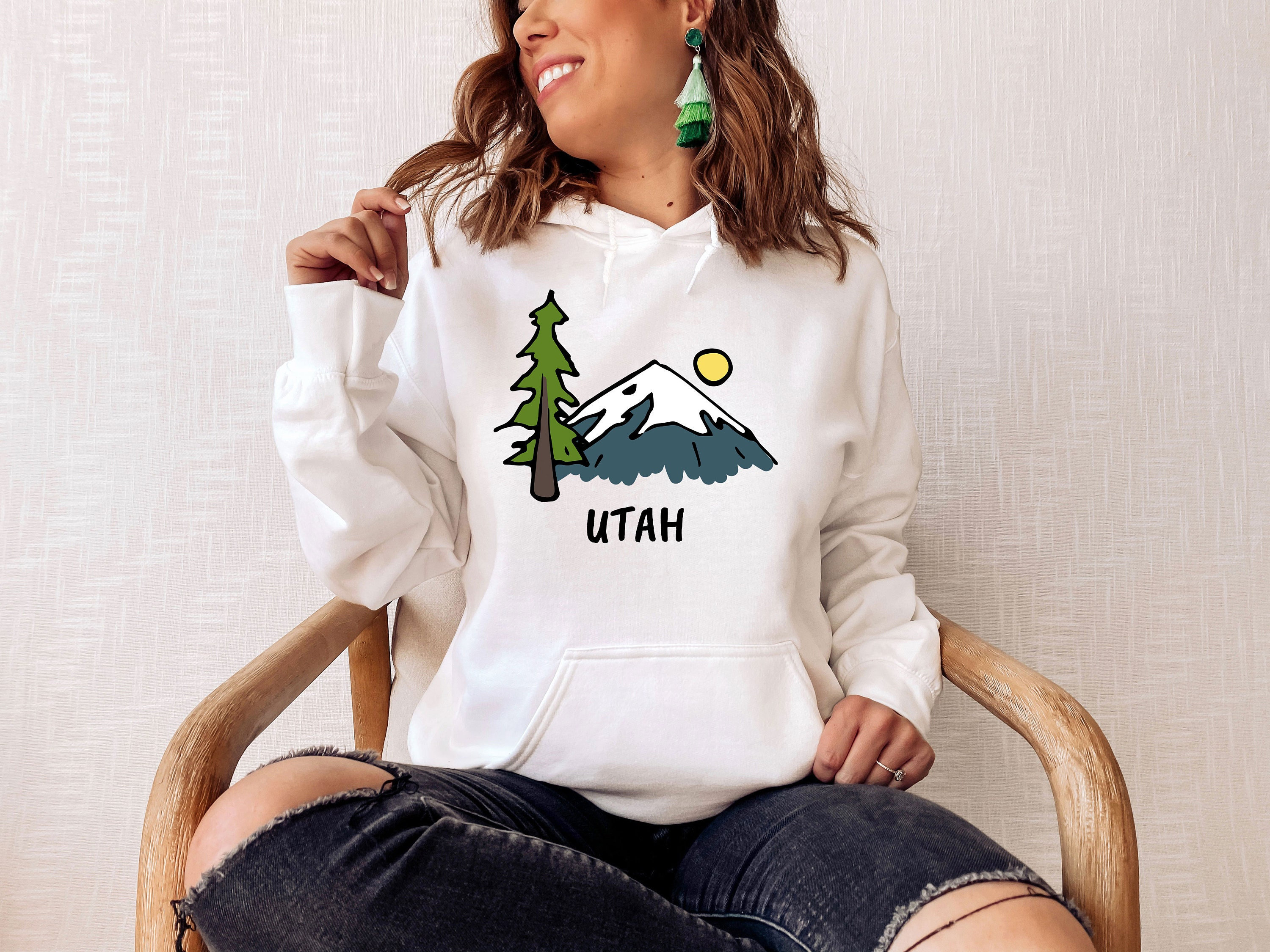 Utah Hoodie Drawn Mountain Unisex Utah Sweatshirt - Etsy