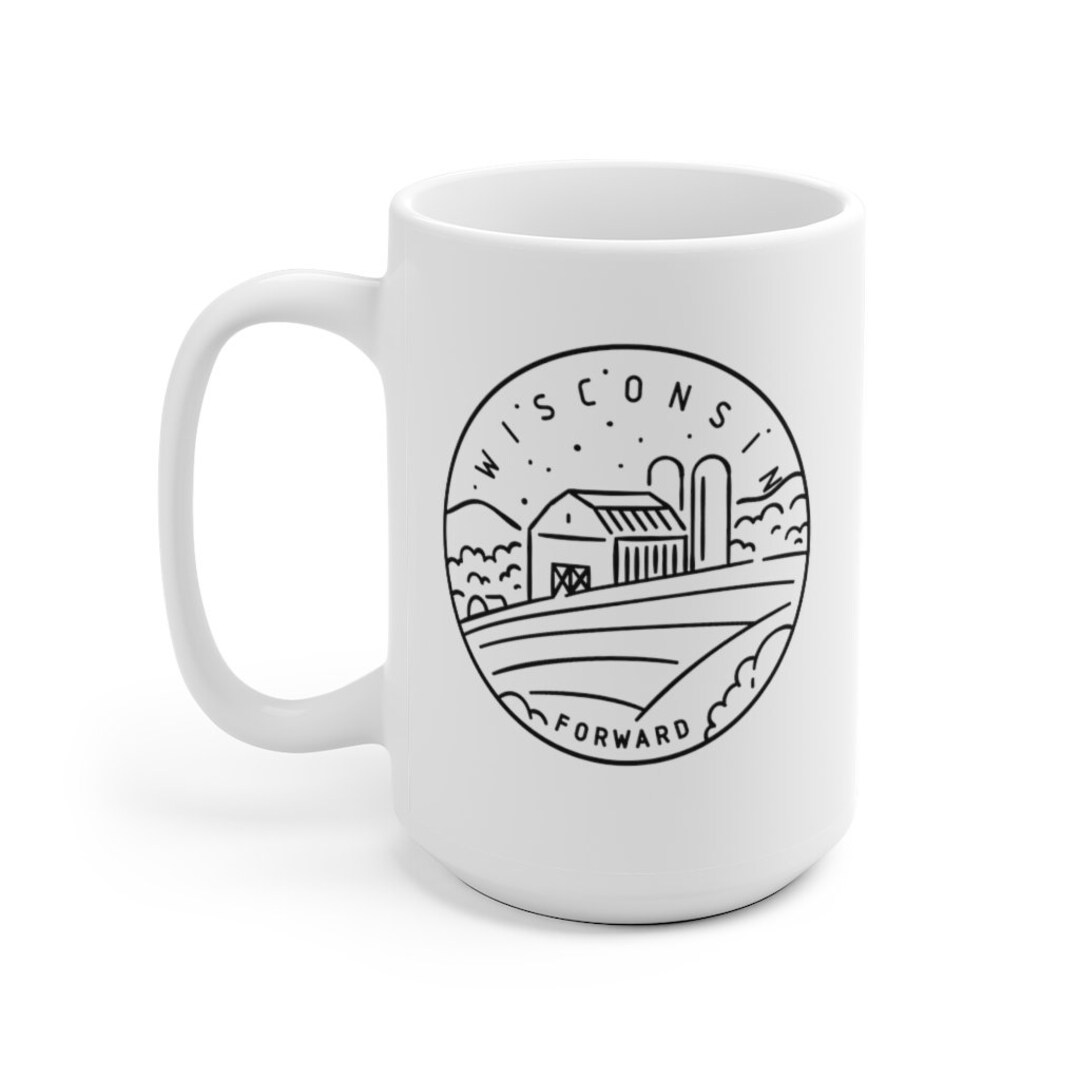 Wisconsin Mug, State Design White Ceramic Wisconsin Mug (11oz & 15oz ...