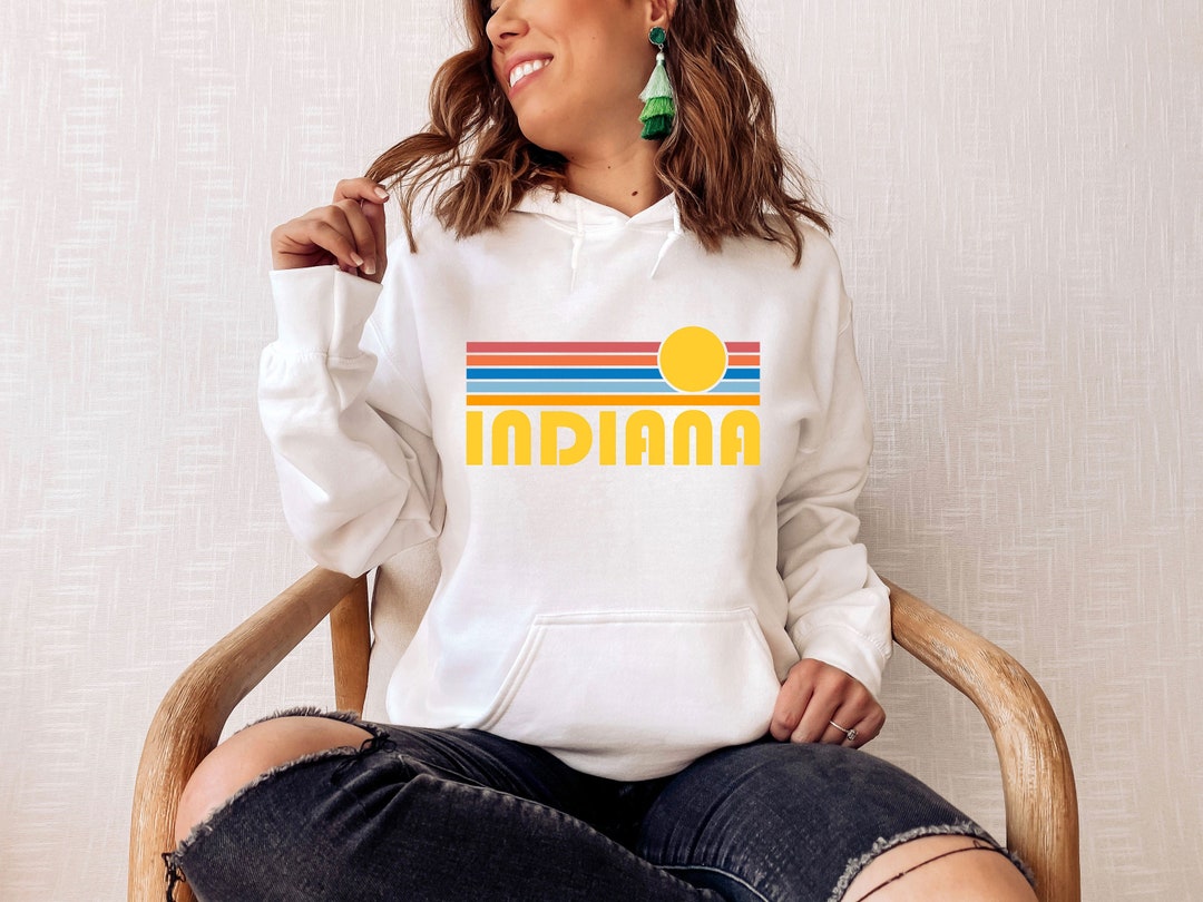 Indiana Hoodie, Retro Sunrise Unisex Indiana Sweatshirt ...
