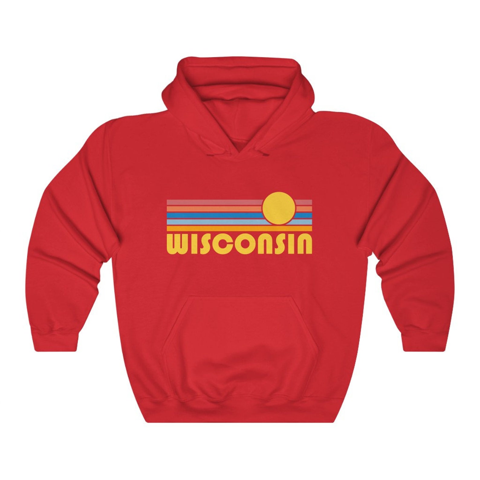 Wisconsin Hoodie, Retro Sunrise Unisex Wisconsin Sweatshirt ...