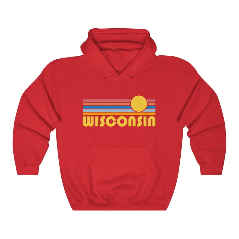 Wisconsin Hoodie, Retro Sunrise Unisex Wisconsin Sweatshirt ...