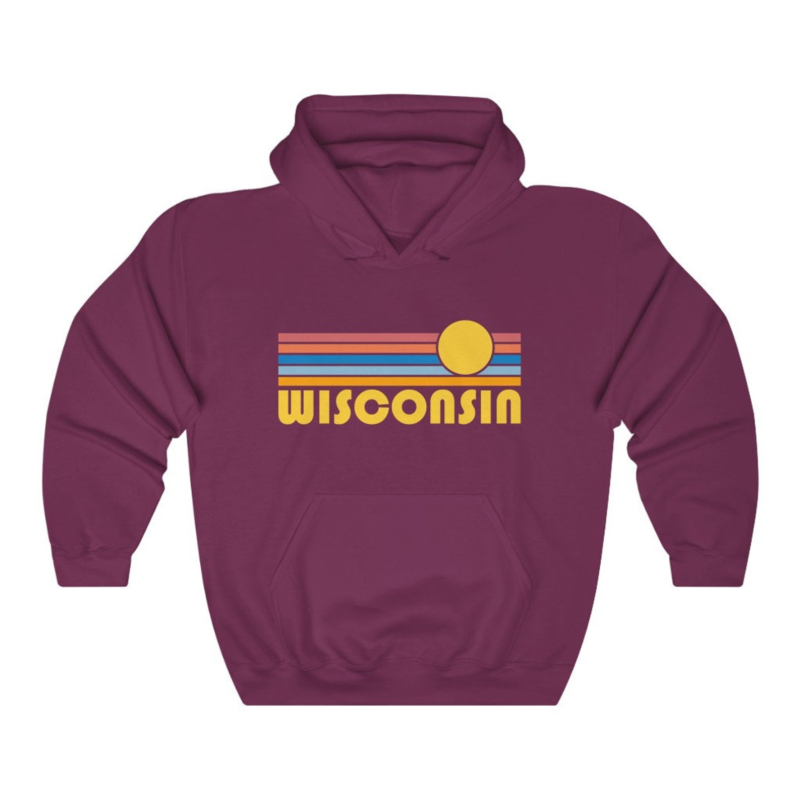 Wisconsin Hoodie, Retro Sunrise Unisex Wisconsin Sweatshirt ...