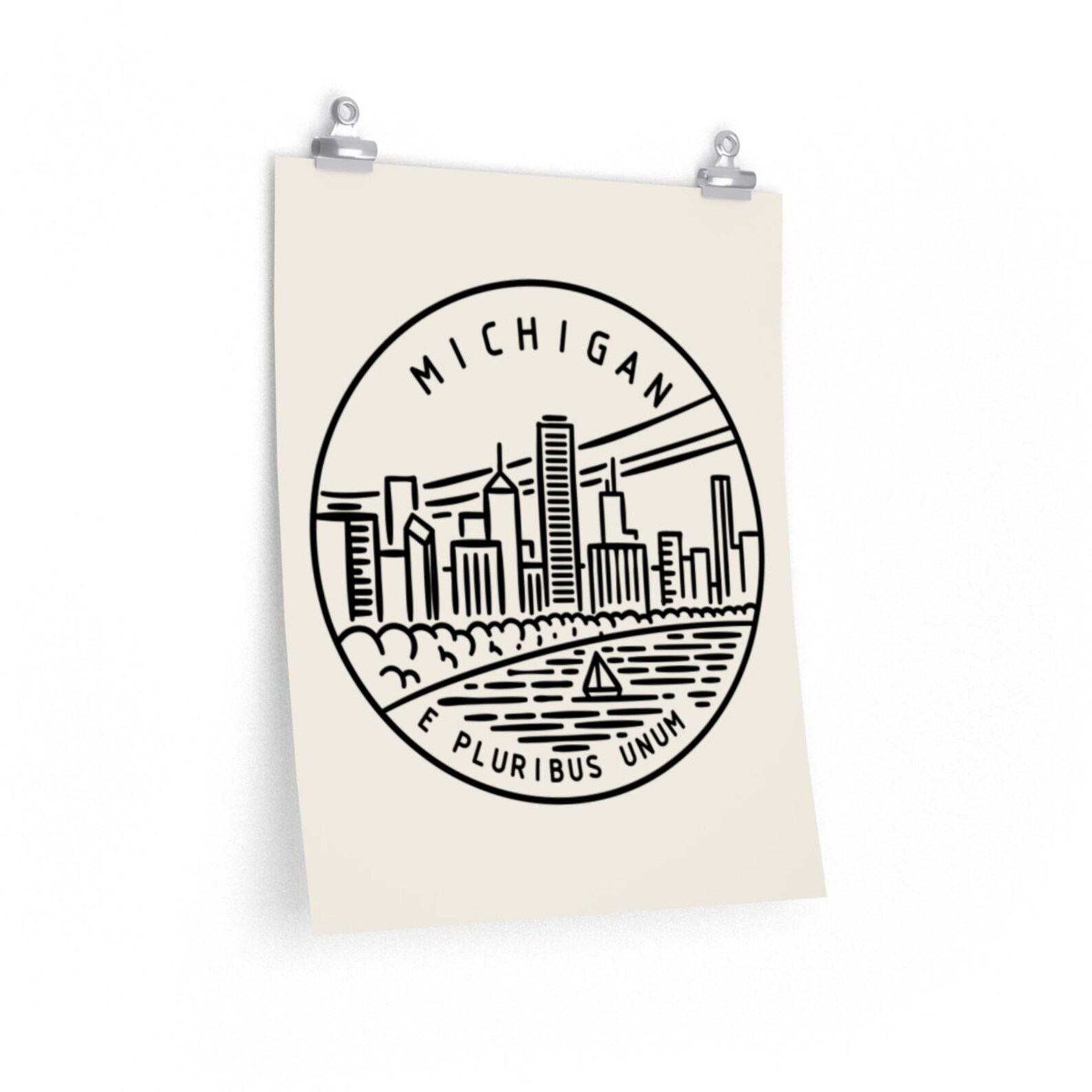 Michigan Poster State Design Michigan Print / Picture / Hand - Etsy