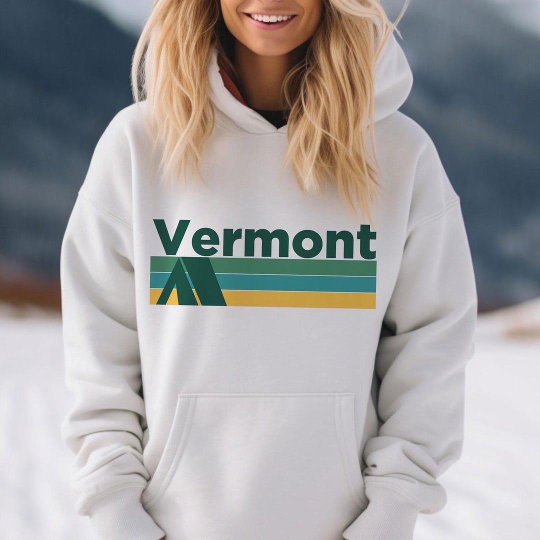 Vermont Hoodie Retro Camping, Adult Unisex Vermont Sweatshirt ...