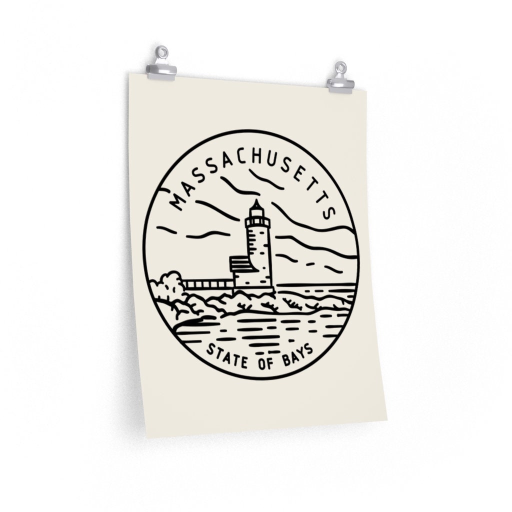 Massachusetts Poster, State Design Massachusetts Print / Picture / Hand ...