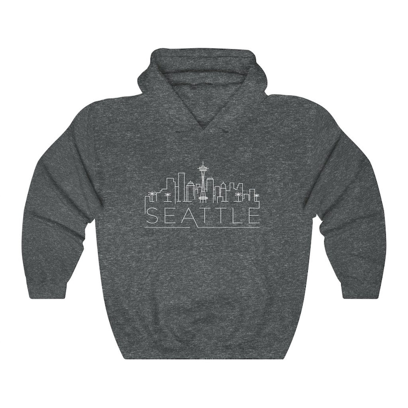 Seattle Hoodie, Adult Unisex Skyline Seattle, Washington Sweatshirt ...
