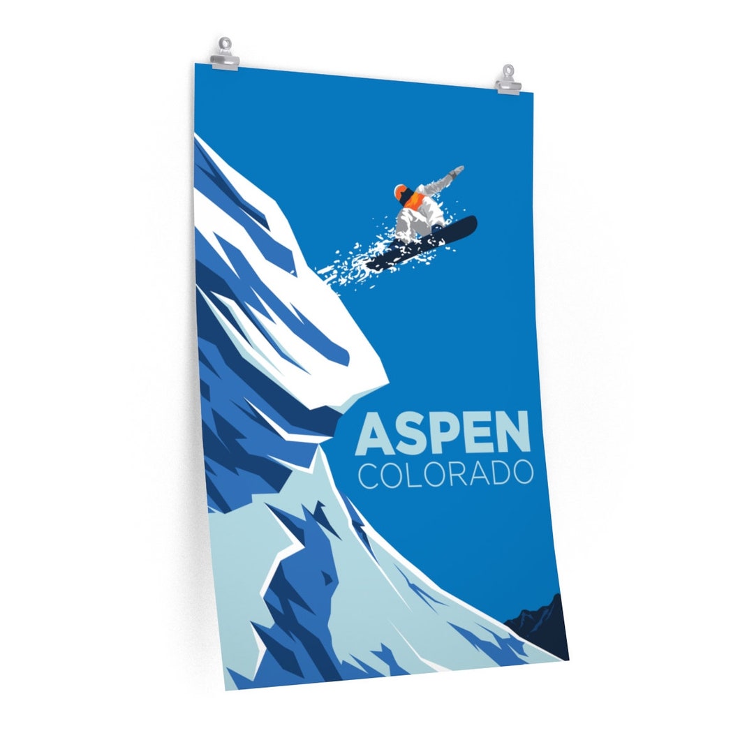 Aspen, Colorado Poster Print, Premium Art Snowboard Aspen Poster ...