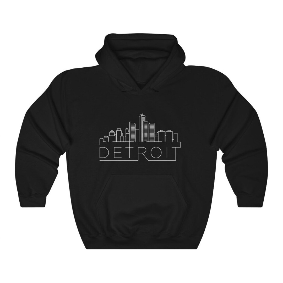 Detroit Hoodie, Adult Unisex Skyline Detroit, Michigan Sweatshirt ...