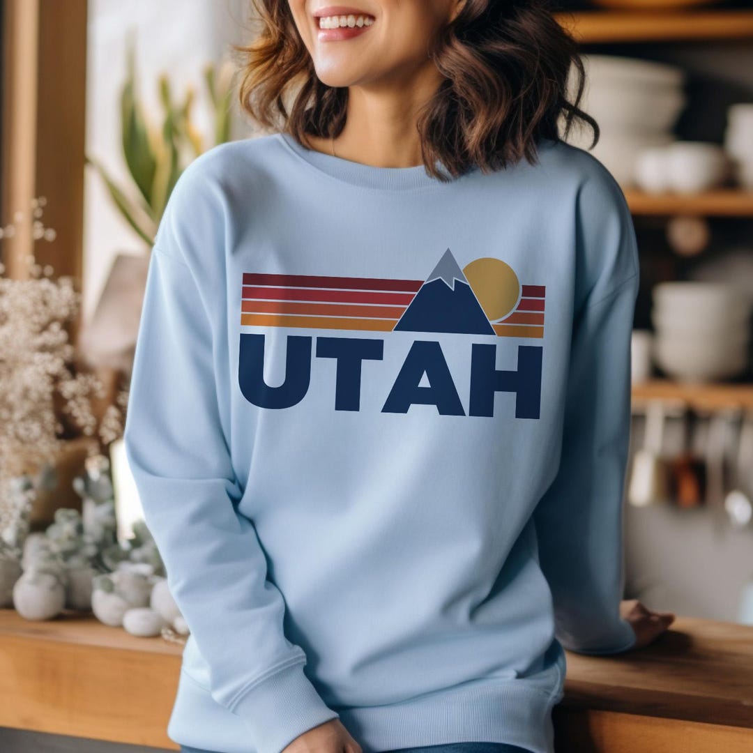 Utah Sweatshirt Retro Mountains, Utah Unisex Crewneck, Vintage Cozy ...