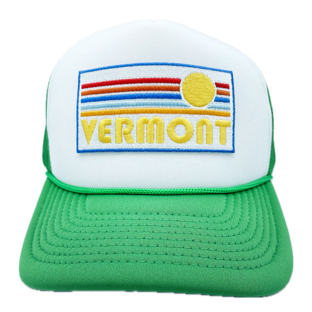 Vermont Trucker Hat: Retro Sun Embroidered Snapback - Etsy
