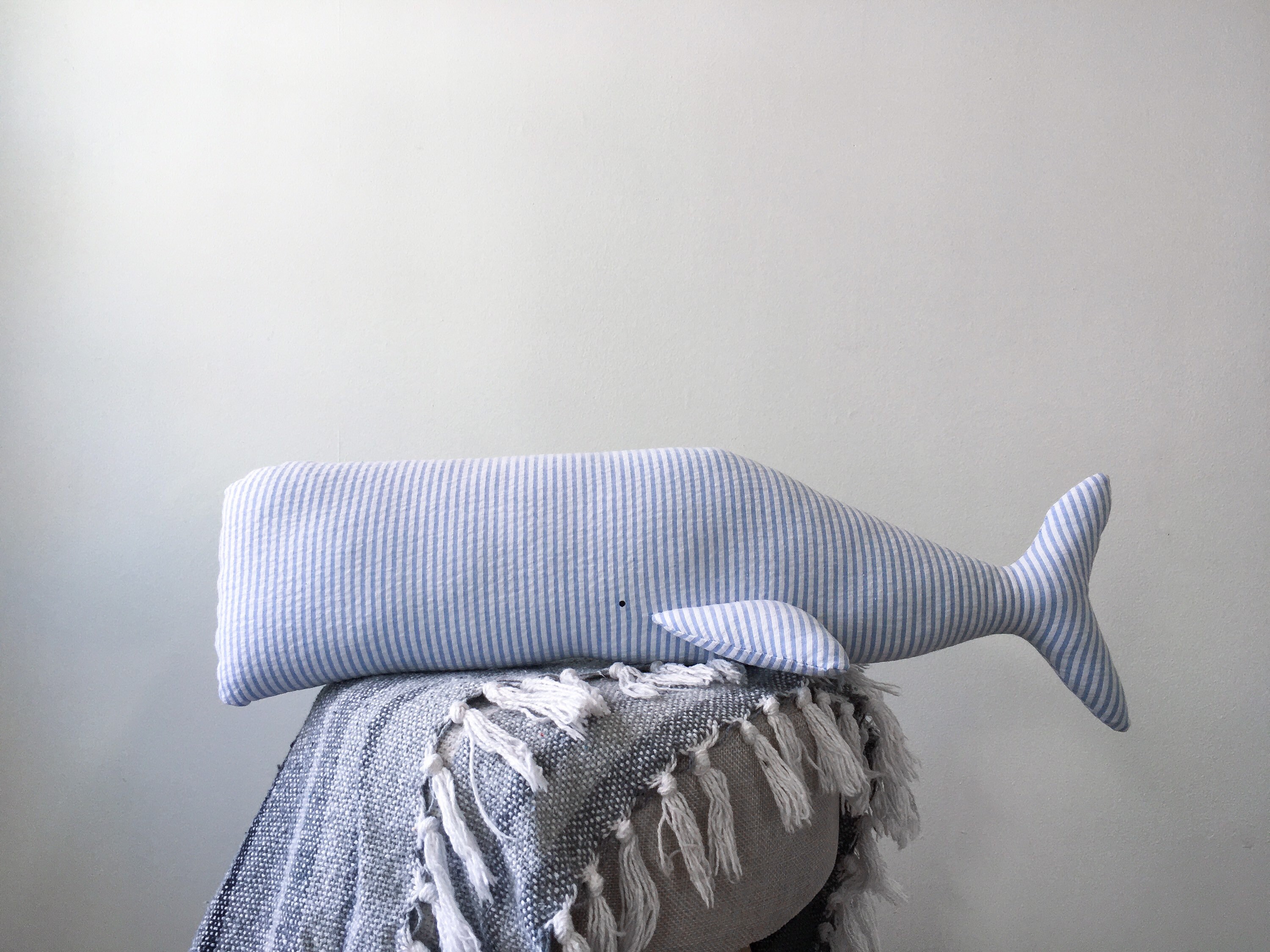 Striped Blue Whale Stuffed Toy, Stuffed Nautical Animal Toy, Gender ...