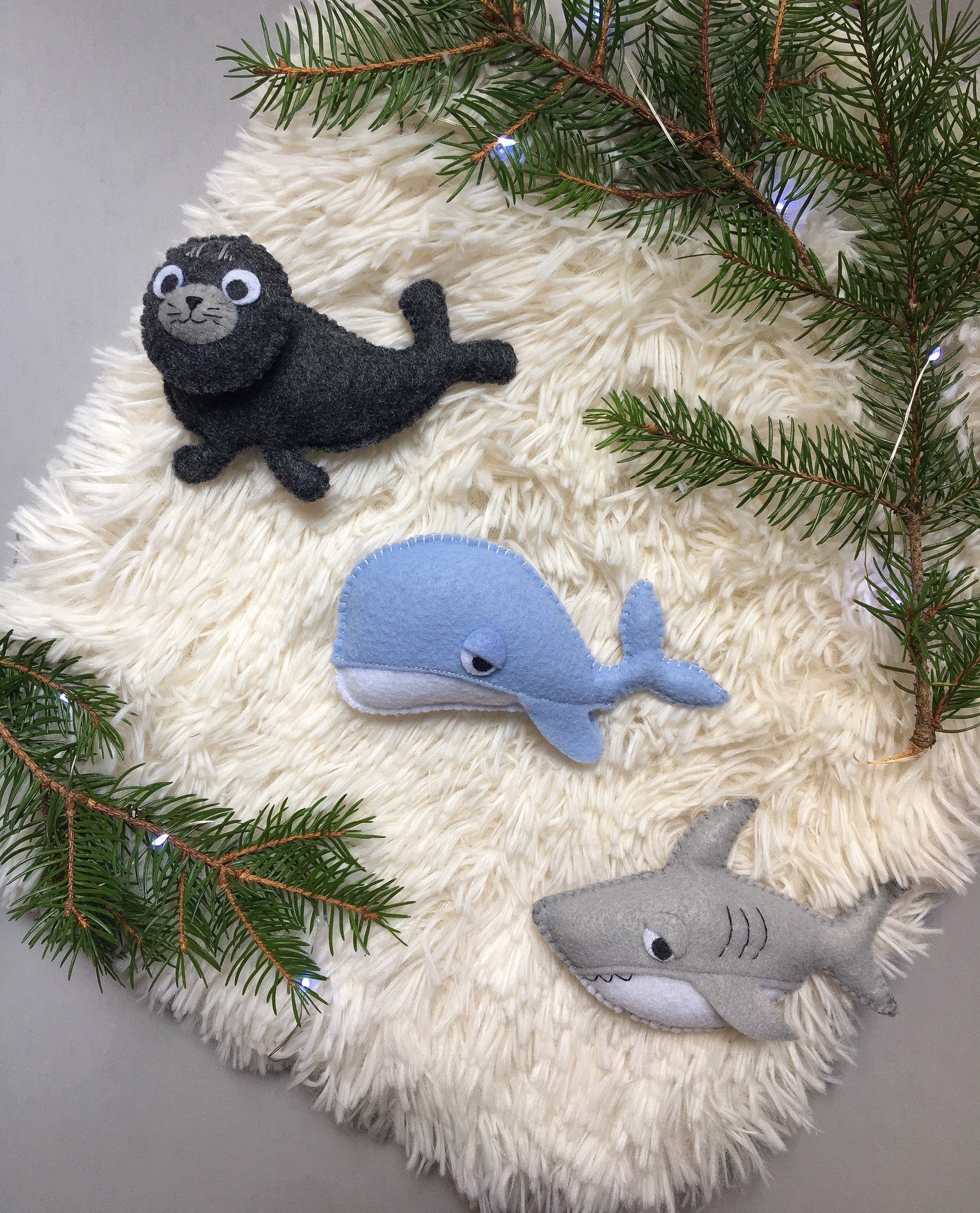 Gray Shark Nautical Christmas Tree Ornament, Beach House Christmas ...