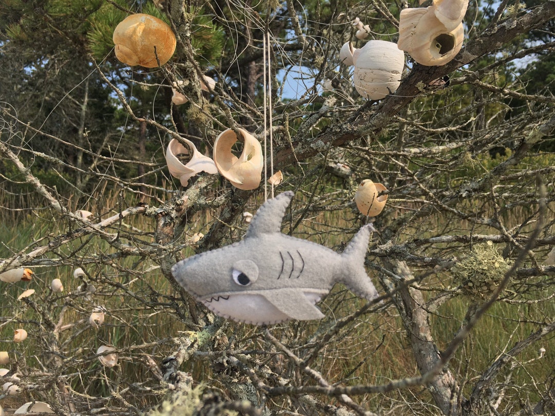 Gray Shark Nautical Christmas Tree Ornament, Beach House Christmas ...