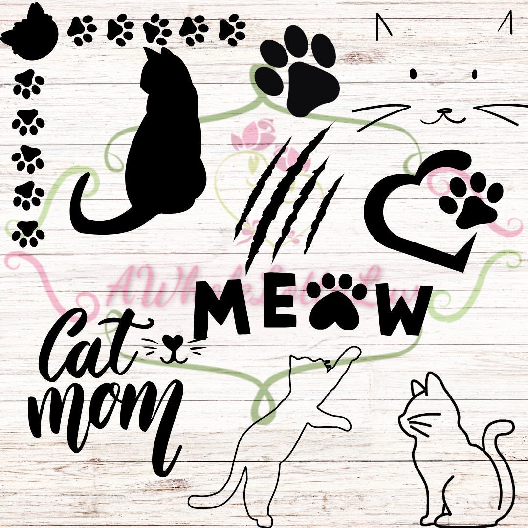 Cat Svg Png Kittens Cats Download Cut File Circut Clipart Silhouette - Etsy