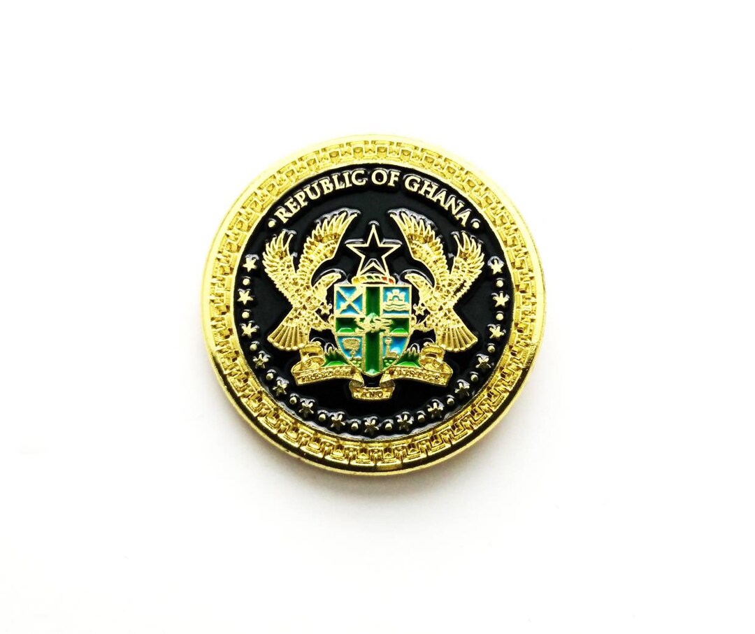 Ghana Coat of Arms Gold Plated Lapel Pin Round Executive Ghana ...