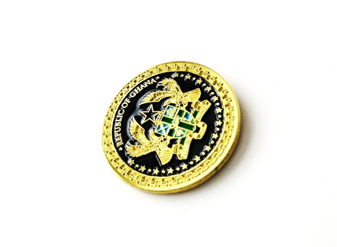 Ghana Coat of Arms Gold Plated Lapel Pin Round Executive Ghana ...