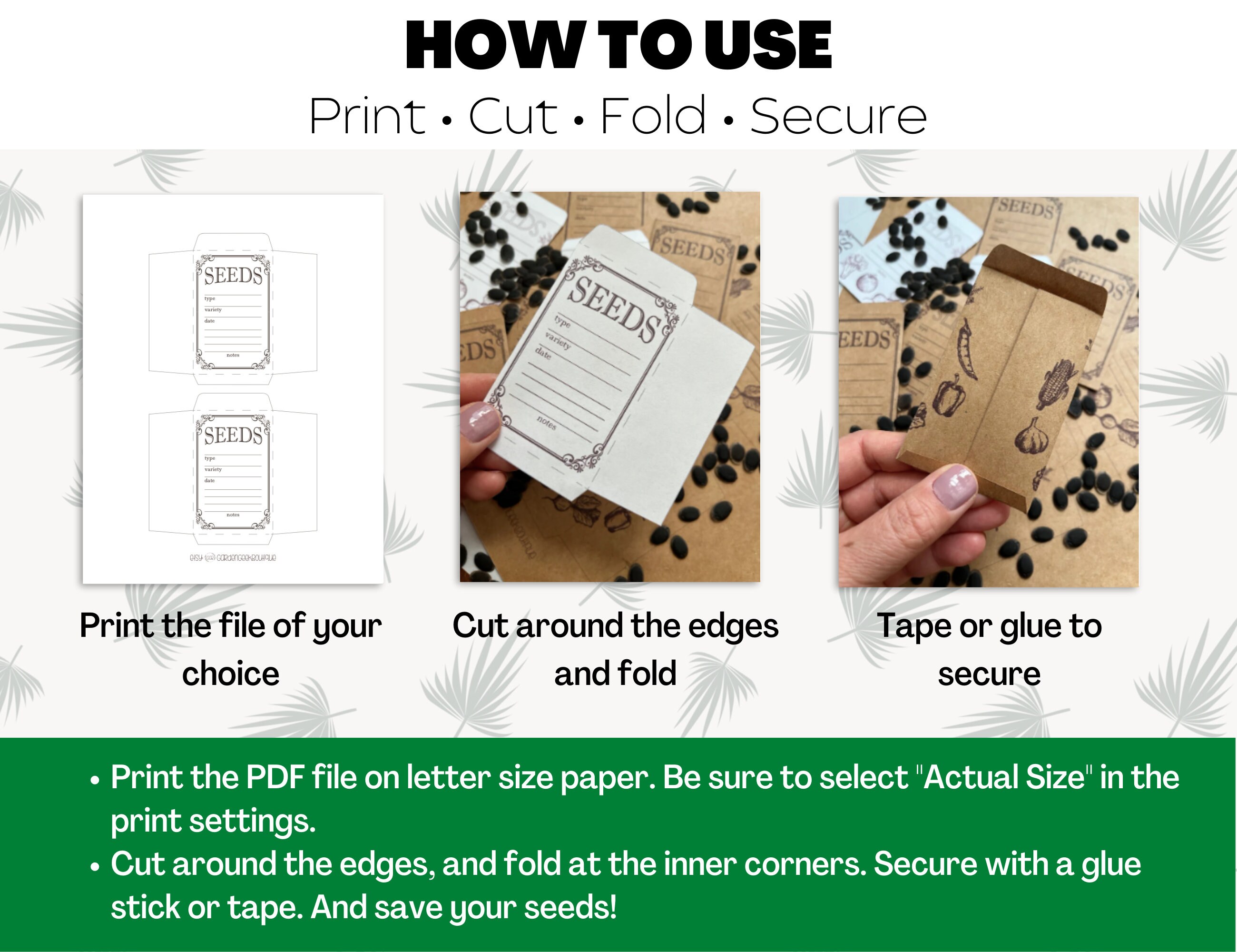 DIY Seed Packets, Printable Envelopes, 2 Template Designs, Great for ...