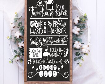 Farmhouse Rules Sign - Etsy