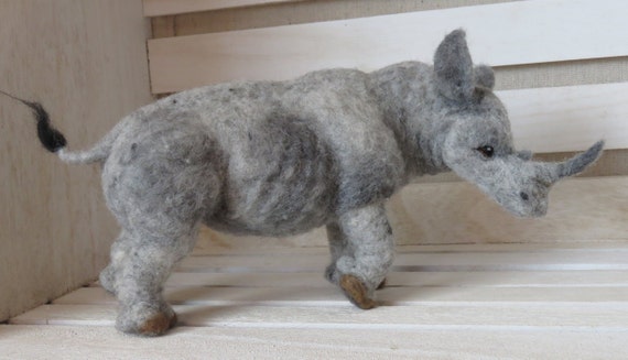 Needle Felt Rhino Made to Order | Etsy