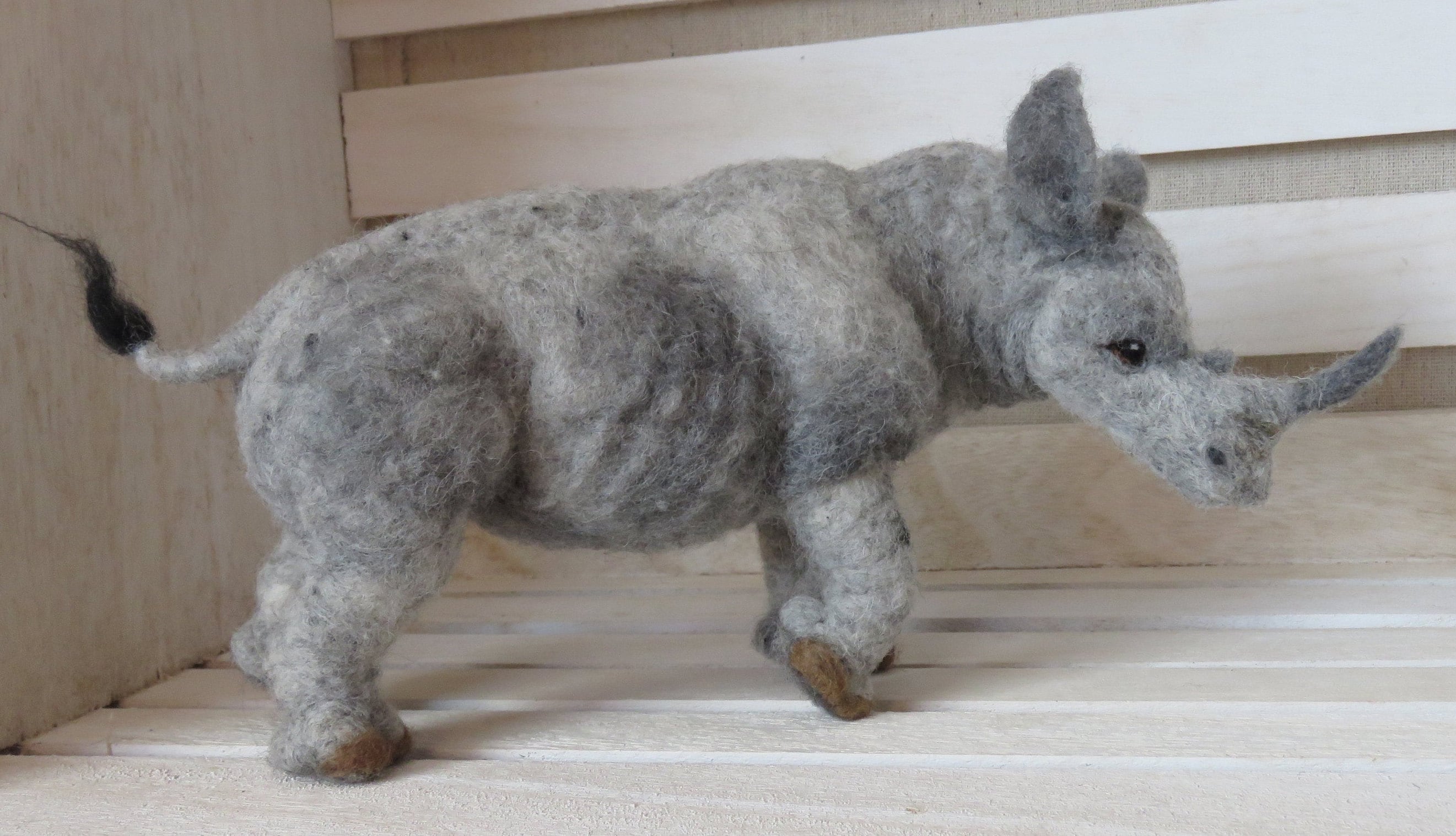 Needle Felt Rhino Made to Order - Etsy