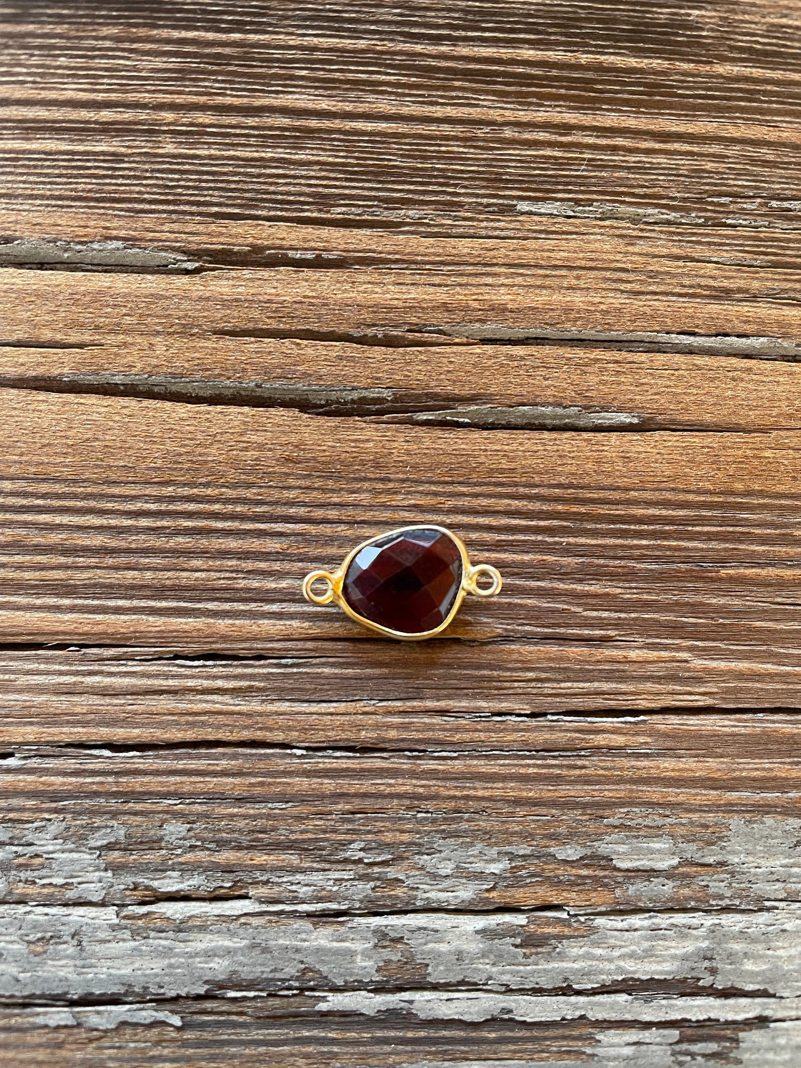 Deep Red Stone Bezel Connector -small, Gold Filled, Jewelry Supply ...