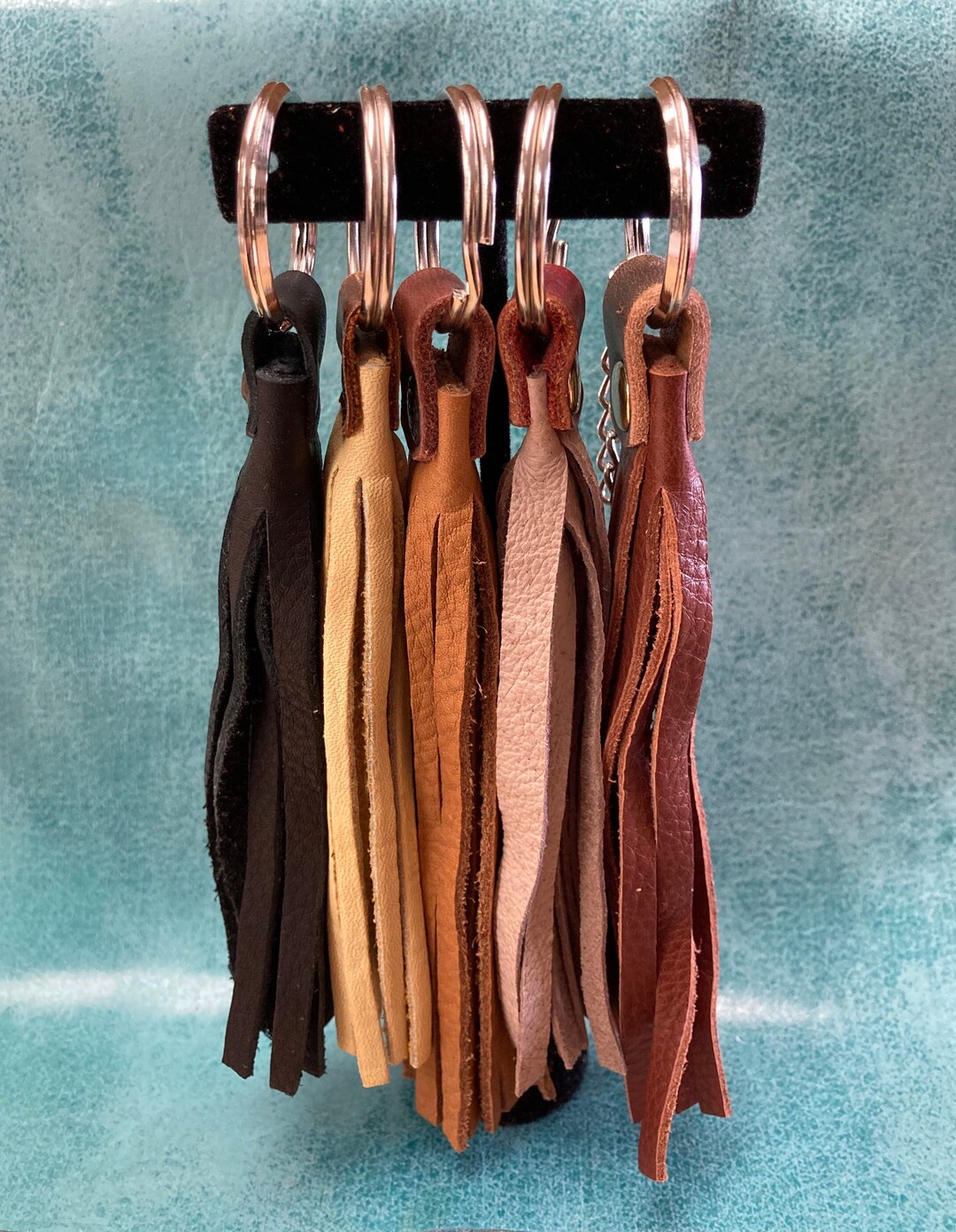 Leather Fringe Keychains With Metal Charms - Etsy