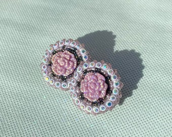 Handmade Beaded Earrings With Fingernail Post - Etsy