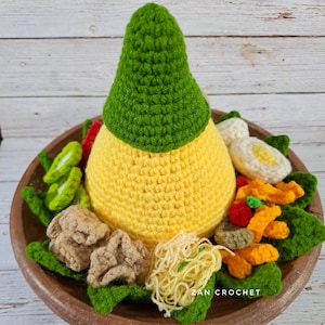 PDF Pattern - Amigurumi Indonesian Food, Tumpeng, Yellow Cone Shaped ...