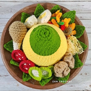 PDF Pattern - Amigurumi Indonesian Food, Tumpeng, Yellow Cone Shaped ...