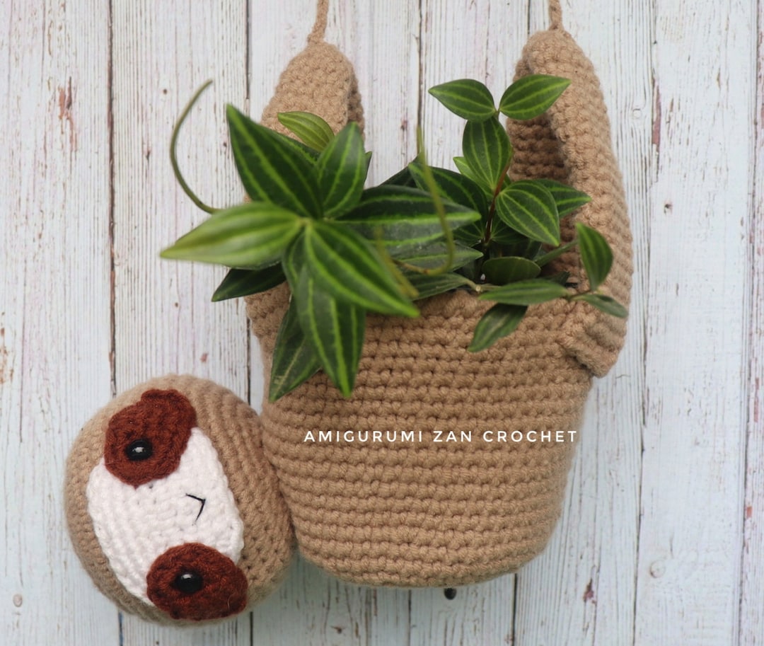 Amigurumi Sloth Plant Hanger, Crochet Pattern, Digital Pattern, English ...