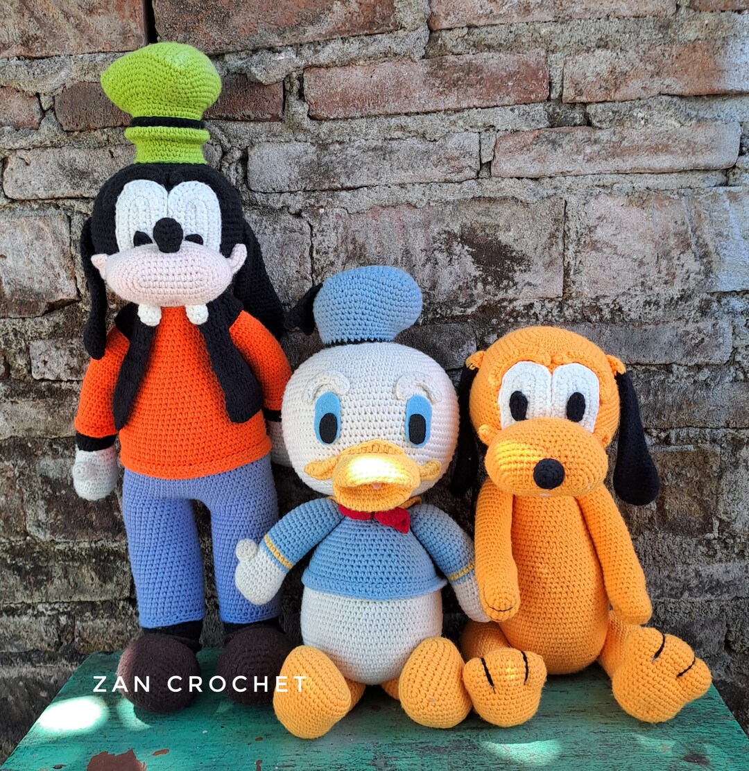 Bundle 3 Friends Crochet Amigurumi Donald+pluto+goofy Big Size, English Pdf Pattern - Etsy