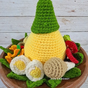 PDF Pattern - Amigurumi Indonesian Food, Tumpeng, Yellow Cone Shaped ...