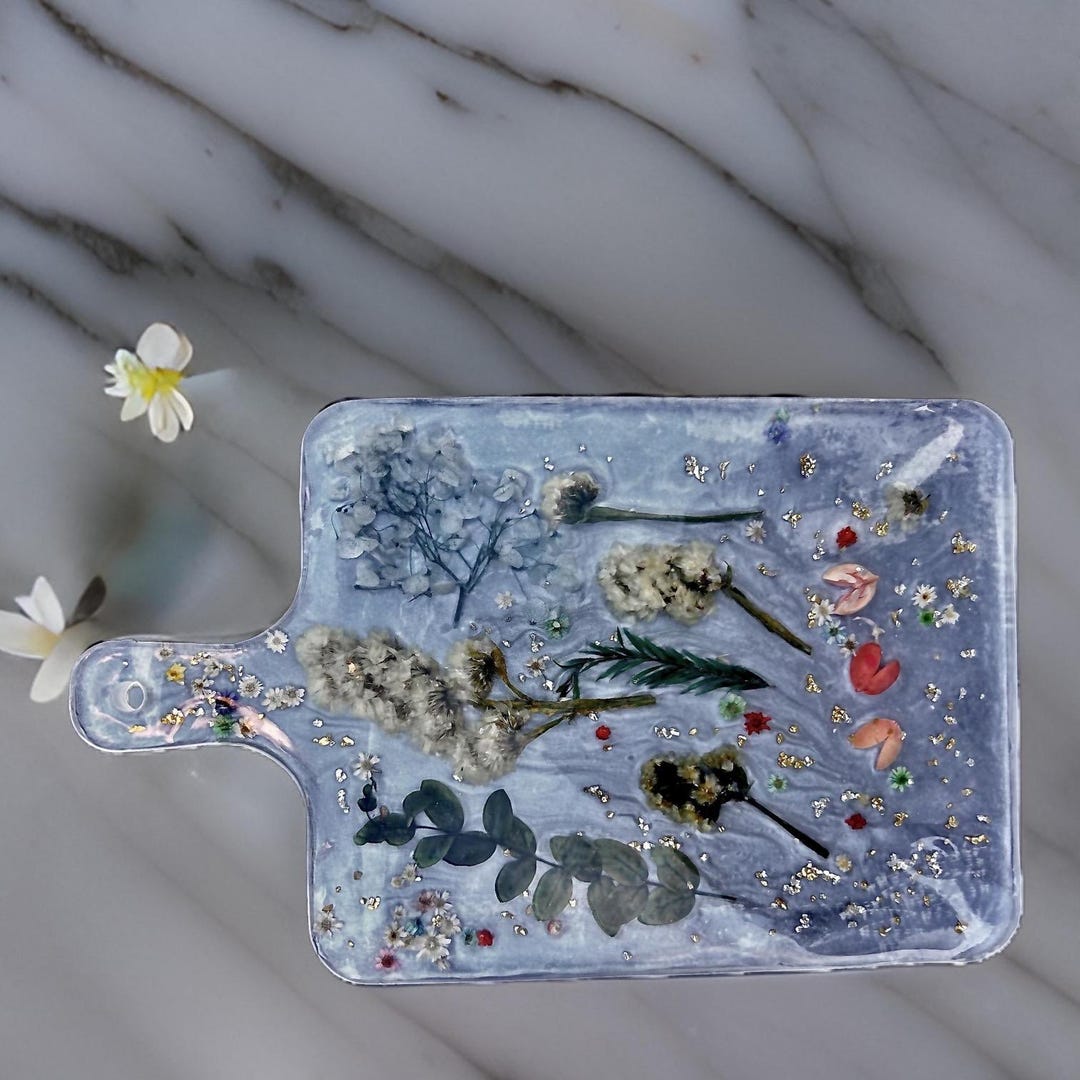 Premium Handmade Floral Epoxy Resin Chopping Board With Real Pressed ...