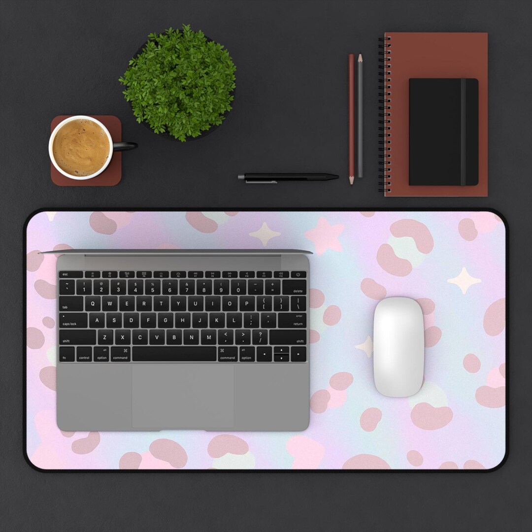 Pastel Leopard Print Desk Mat | Cute Office Decor, Animal Print Mouse ...