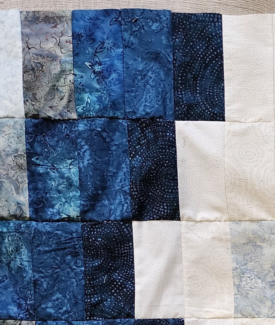 Unfinished Blue Batik Quilt Top40 X 47 - Etsy