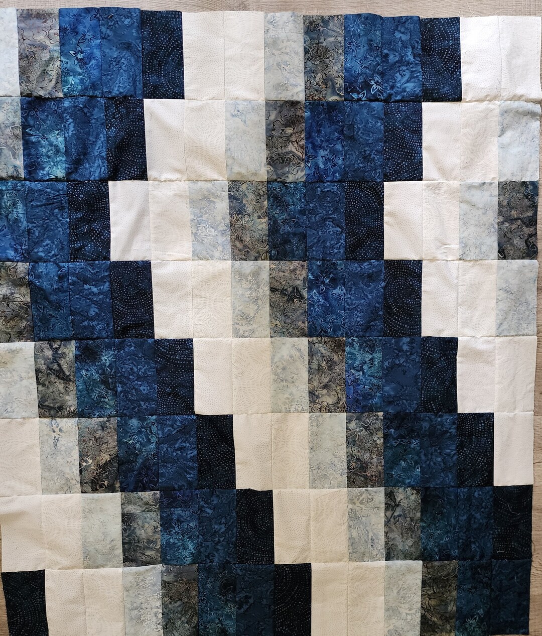Unfinished Blue Batik Quilt Top40 X 47 - Etsy