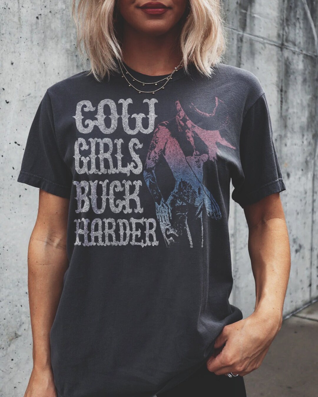 Cowgirls Buck Harder Tee, Nashville Inspired Rodeo Shirt, Vintage ...