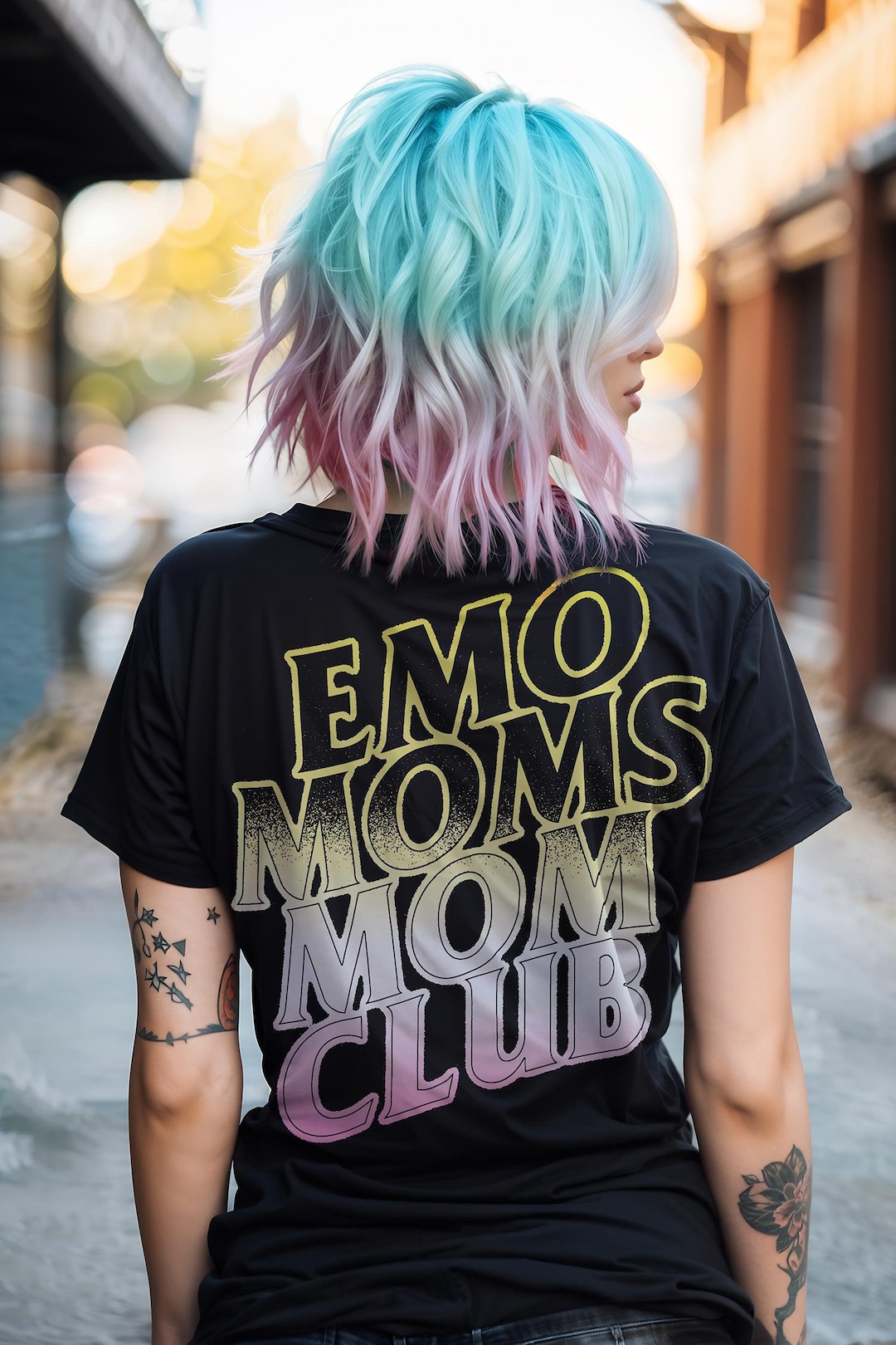 Elder Emo Mom Tee: 'emo Mom Moms Club' Vintage Black T-shirt for Pop ...