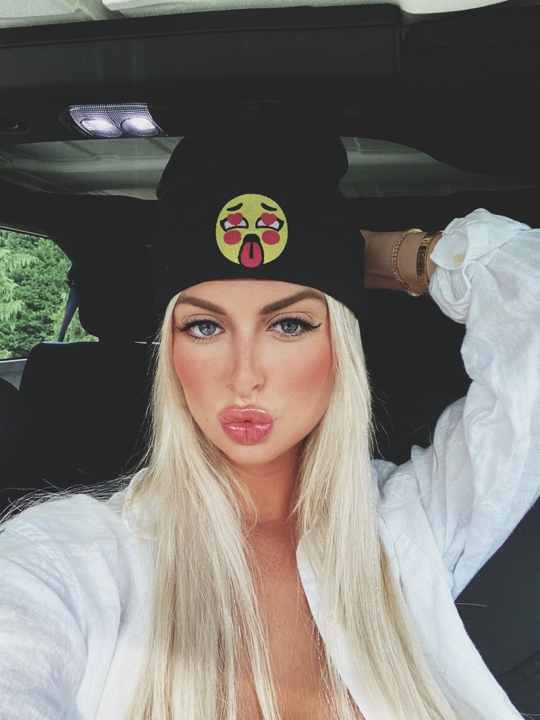 Anime-inspired Sultry Ahegao Smiley Face Beanie: Edgy Streetwear for ...