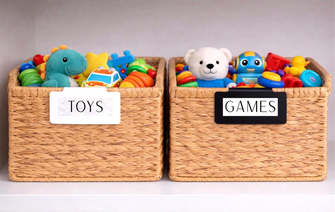 Playroom Basket Labels | Toy Bin Clip Labels | Kids Toy Storage Basket ...