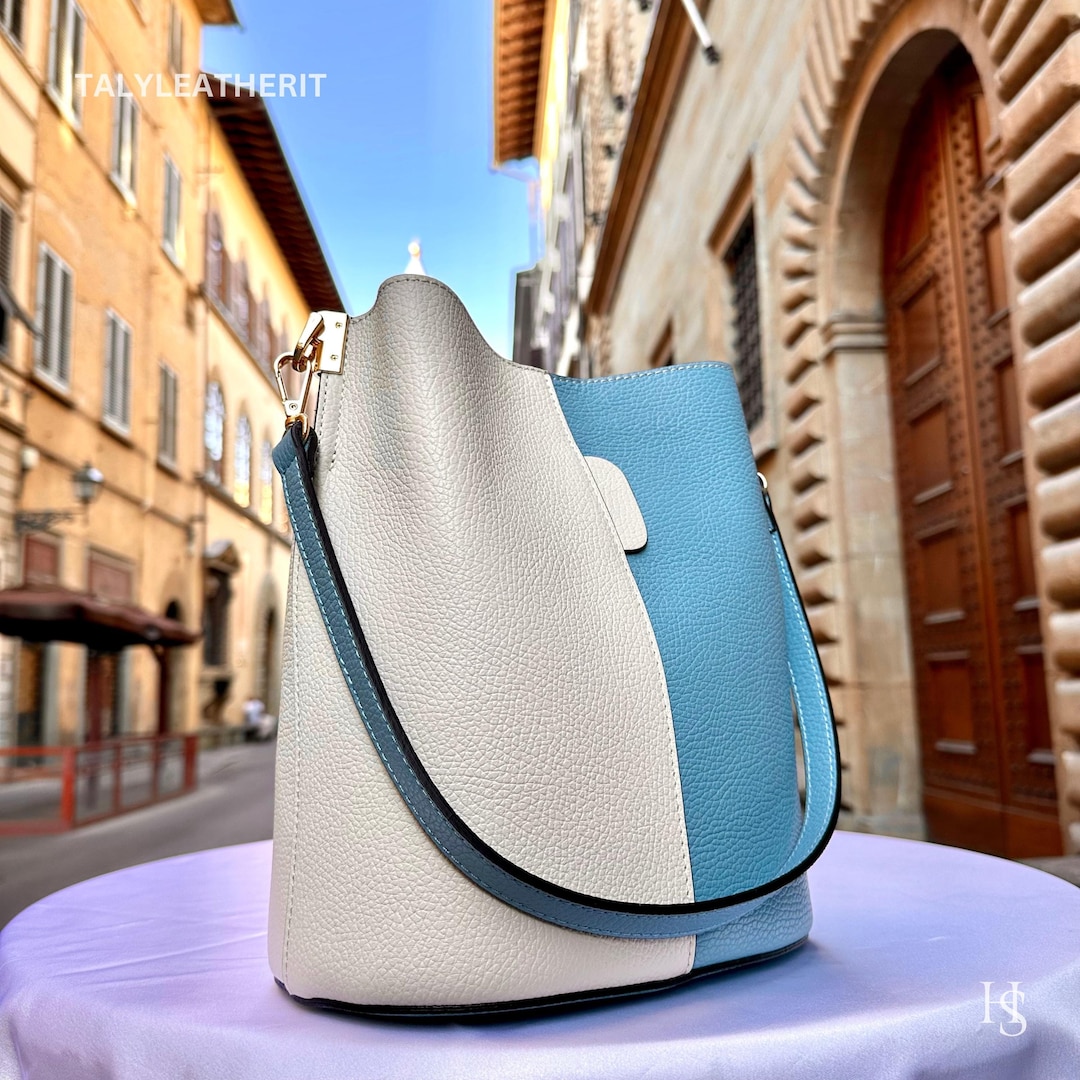Handgefertigte Italienische Leder Beuteltasche für Frauen | Zweifarbige ...