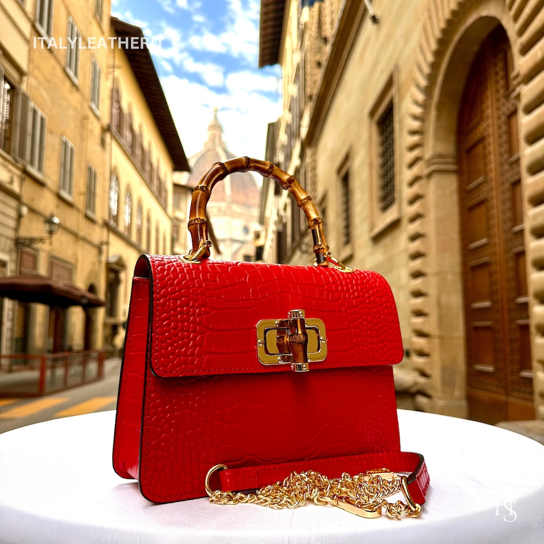 Italian Handmade Leather Bag for Women, Made in Italy, Red Leather ...