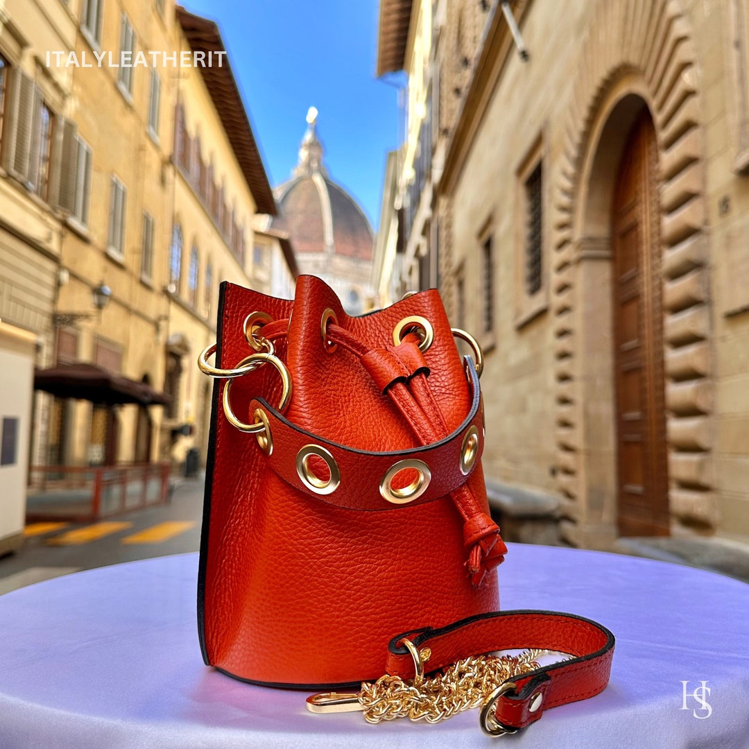 Handmade Italian Leather Bucket Bag: Elegant Tote From Florence - Etsy