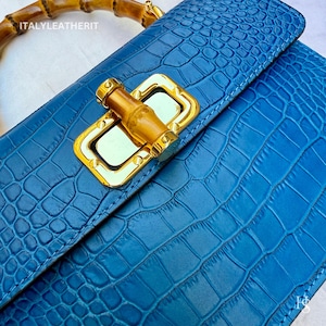 Italian Handmade Leather Bags for Women, Tote From Florence, Blue Purse ...