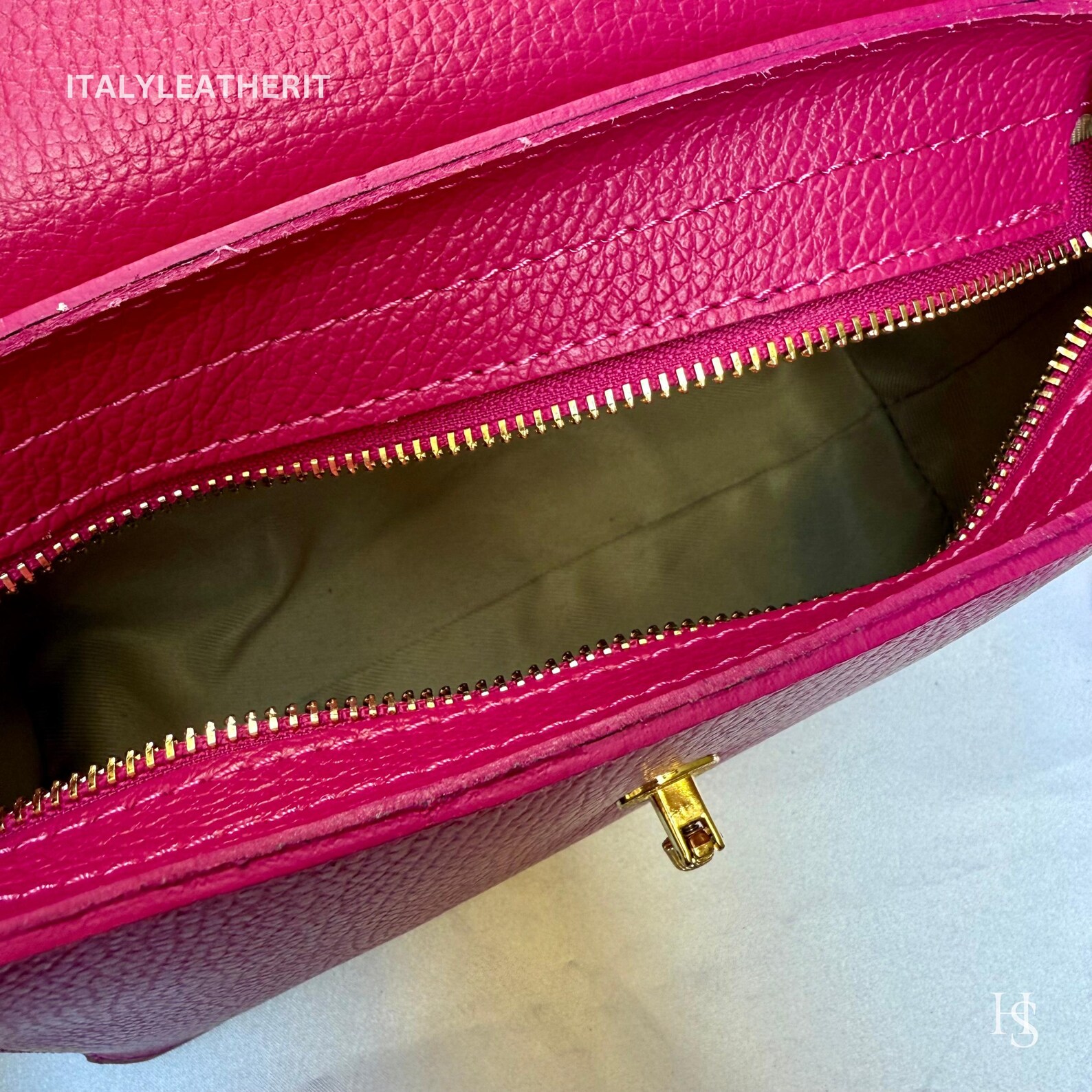 Italian Leather Tote Bag: Handmade Fuchsia Purse With Bee Clasp - Etsy