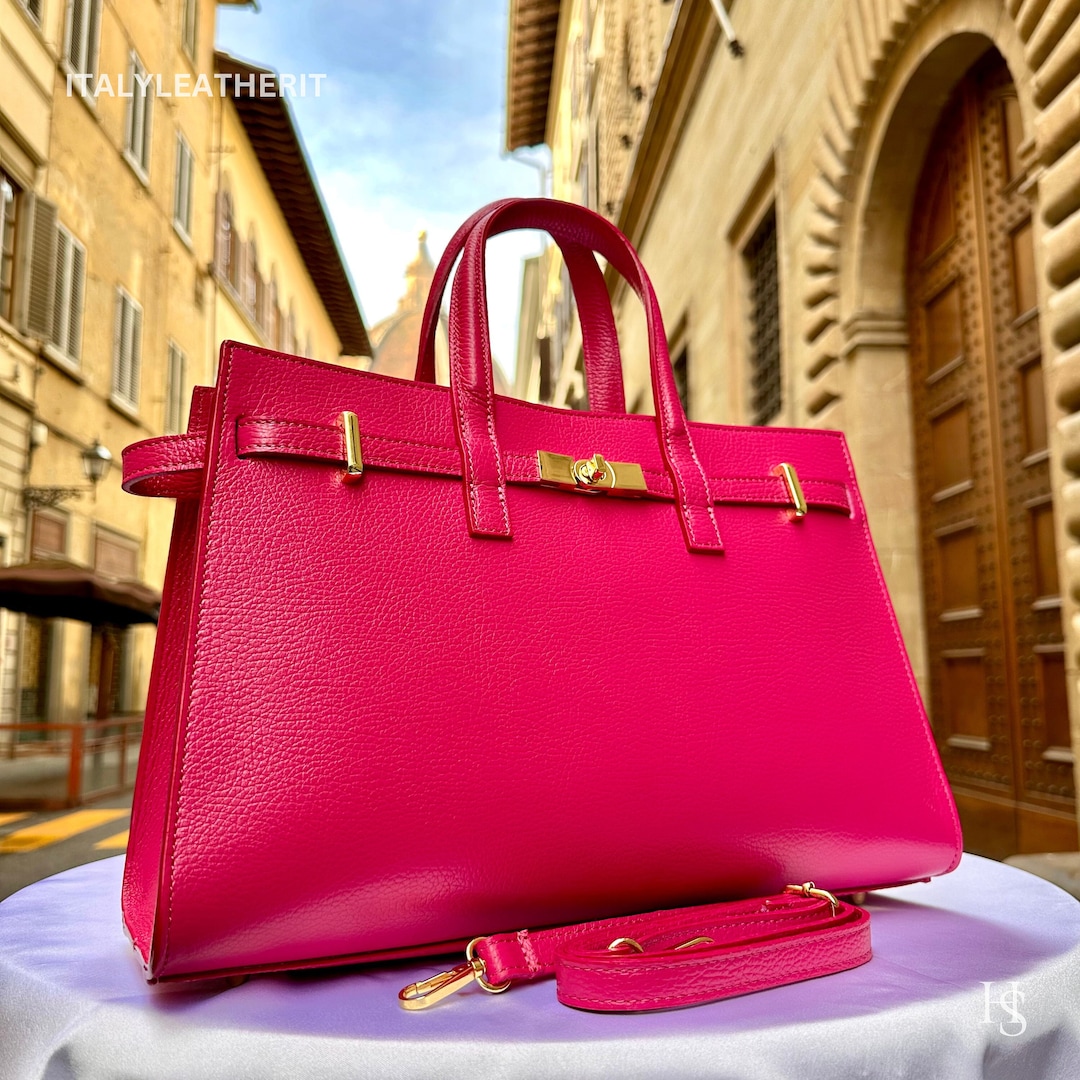 Italian Handmade Leather Tote Bag for Women, Made in Italy, Fuchsia - Etsy