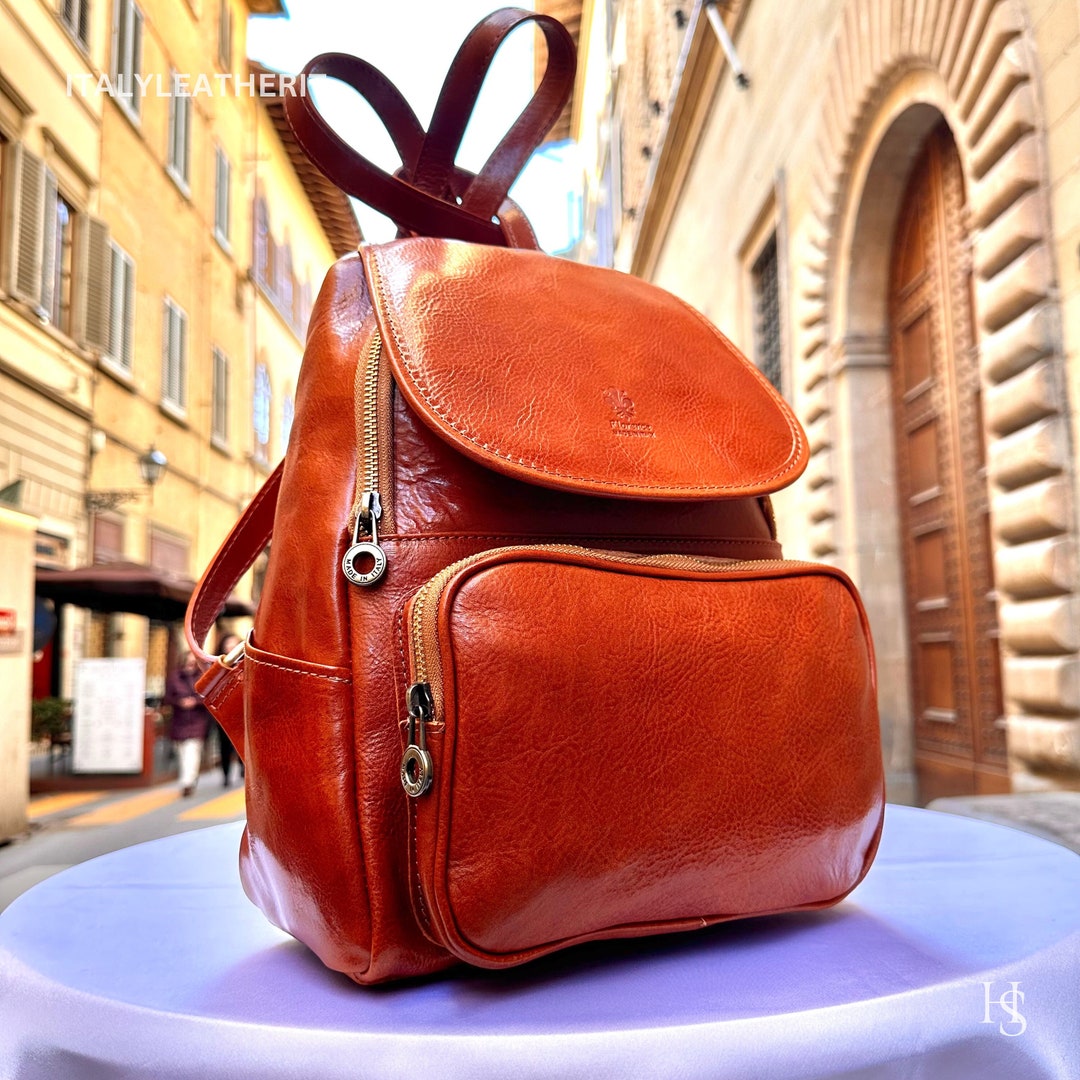 Italian Handmade Unisex Tuscan Leather Backpack From Florence, Italy ...